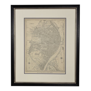 Original Vintage 1920s St. Louis Map, Framed - Traditional - Prints And ...
