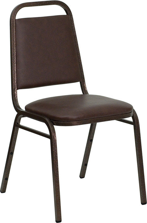 Hercules Series Trapezoidal Back Stacking Banquet Chair, Brown Vinyl ...