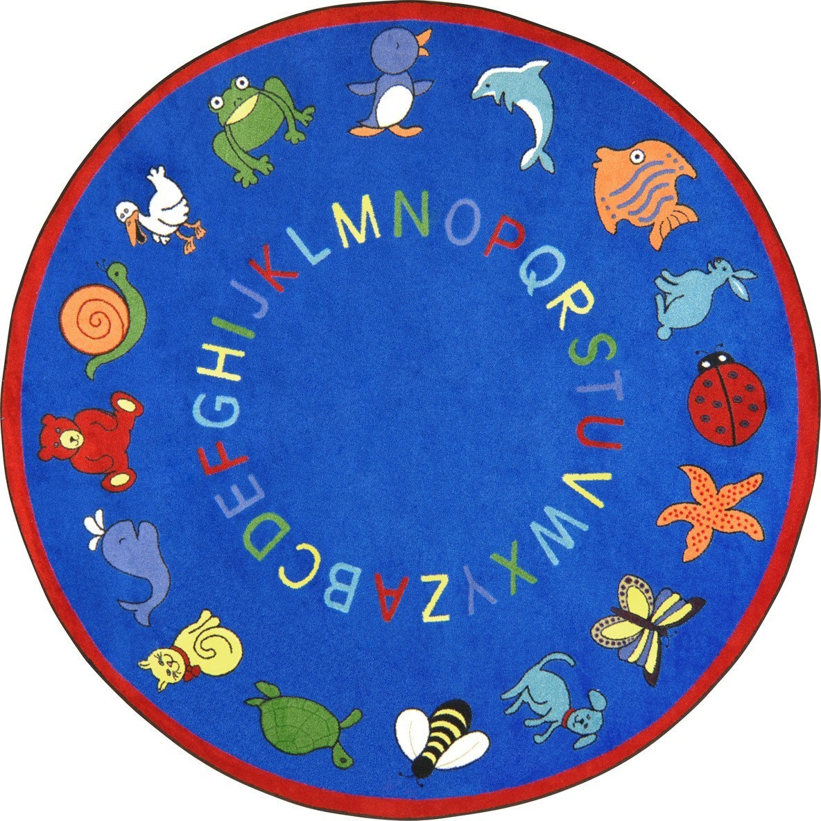 Joy Carpets Kid Essentials - Early Childhood ABC Animals, 7'7 Round ...