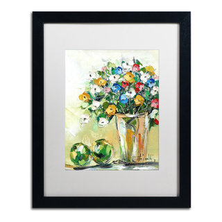 Hai Odelia 'Spring Flowers in a Vase 5' Matted Framed Art, 16x20 - Contemporary - Prints And ...