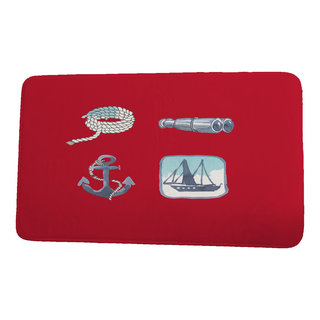 Nantucket Sea Tools Geometric Print Bath Mat, 17"x24" - Beach Style ...