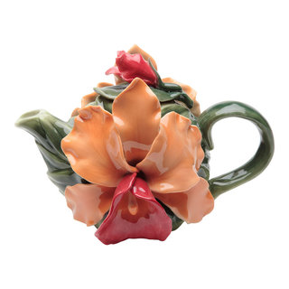 Orange Orchid Teapot, 8 oz. - Traditional - Teapots - by Cosmos Gifts ...