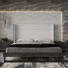 Modrest Heloise Contemporary White Leather and Gray Elm Trim Bed ...