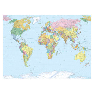 World Map Wall Mural - Contemporary - Wallpaper - by Buildcom | Houzz