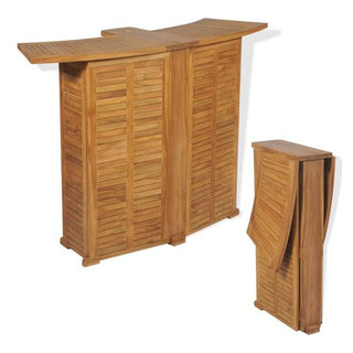 vidaXL Bar Table Brown Solid Teak Wood Large Foldable Bar Table ...