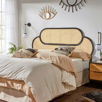 Black Weaved Rattan Queen Headboard 67" | La Forma Lalita - Tropical ...