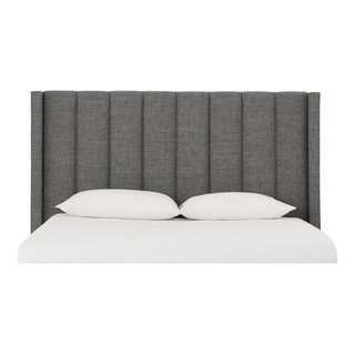 Palermo Wingback Upholstered Headboard in Dark Stone Linen ...
