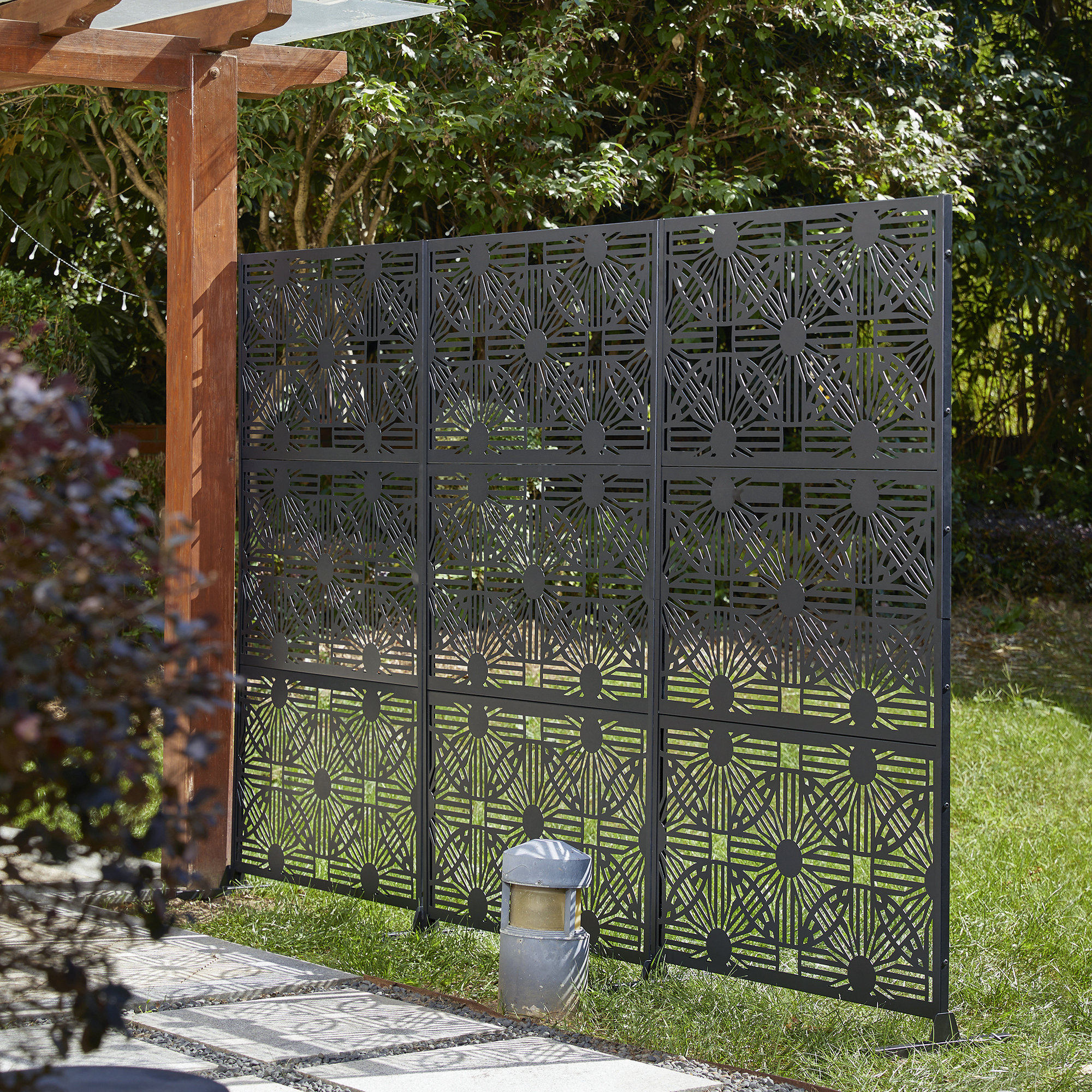 6ft Galvanized Steel Privacy Screen Fence - Transitional - Screens And ...
