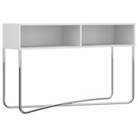 Wooden Console Table With 2 Open Compartments and Metal Frame, White ...