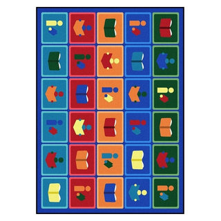 Kid Essentials Rug, Library Blocks, 5'4"x7'8" Oval, 10'9"x13'2 ...
