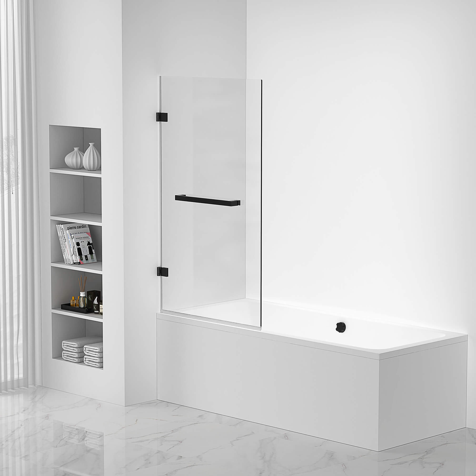 Tub Door Pivot Frameless Tempered Glass, 34" - Contemporary - Shower ...