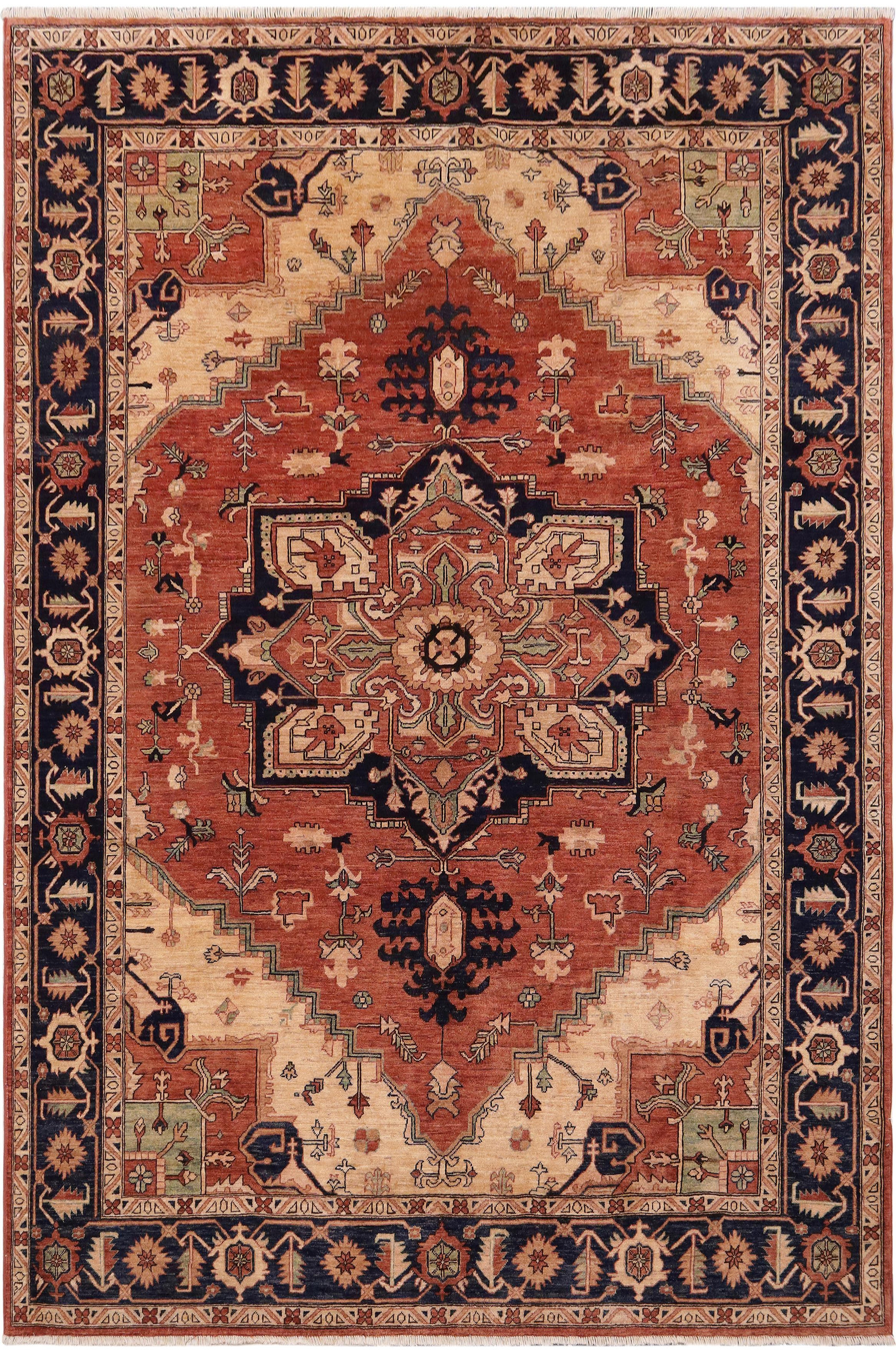 Rustic Heriz Ziegler Anthony Rust Blue Hand-Knotted Rug - 9'1'' x 11'7 ...