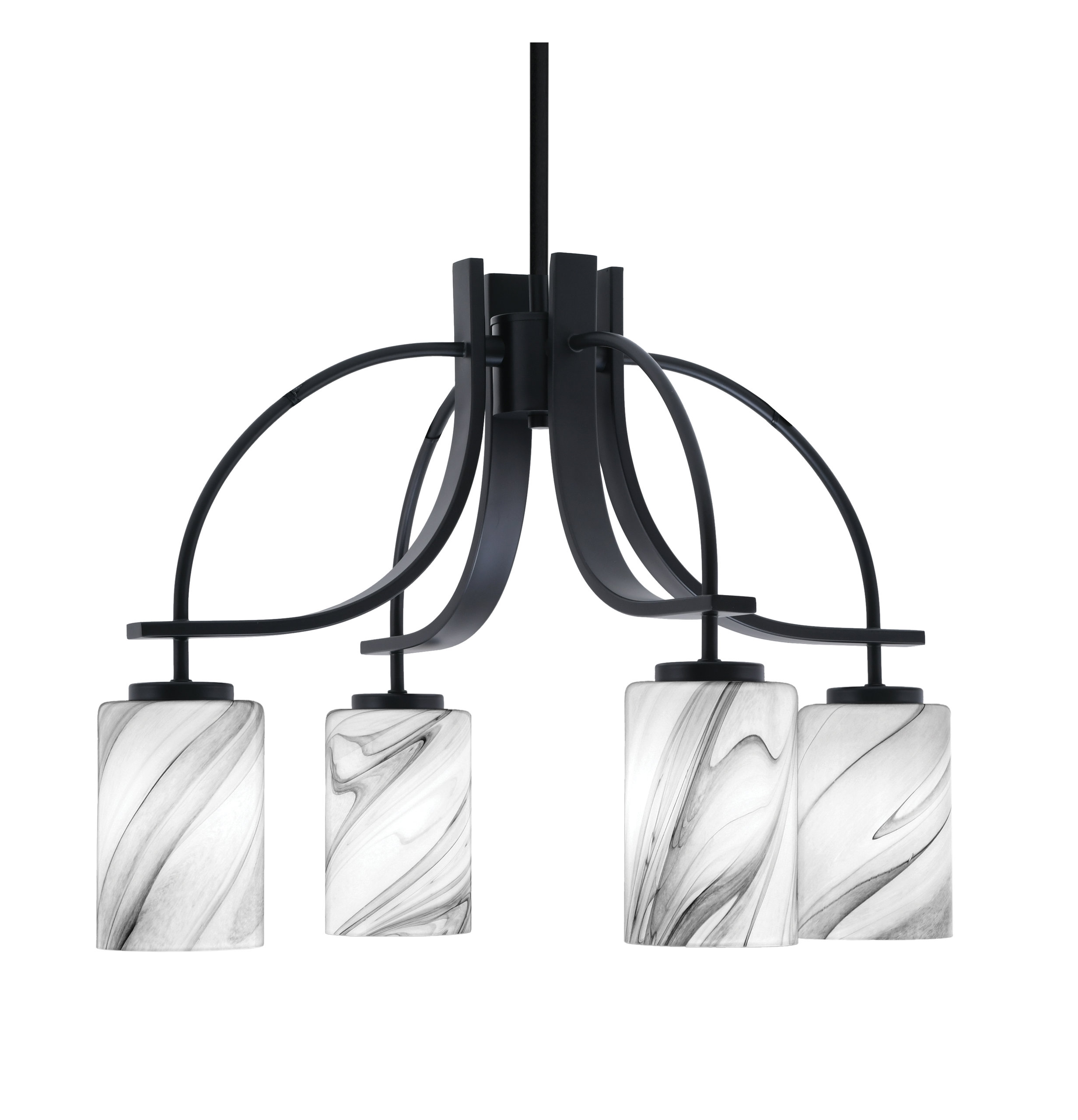 Cavella 4 Light, Downlight Chandelier, Matte Black Finish, 4" Onyx ...
