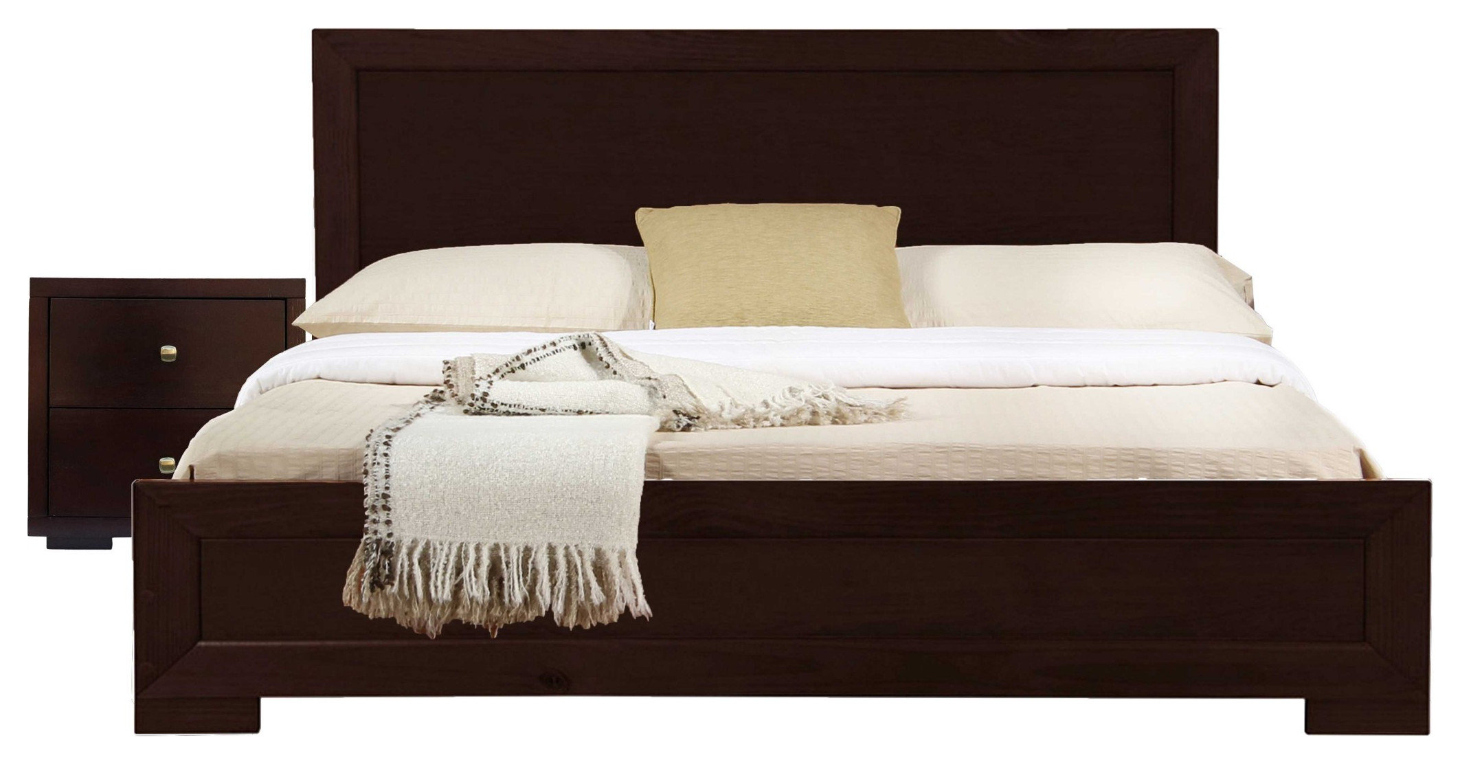 Moma Espresso Wood Platform Full Bed With Nightstand - Transitional ...