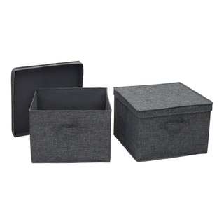 Square KD Storage Box With Lid - Transitional - Storage Bins And Boxes ...