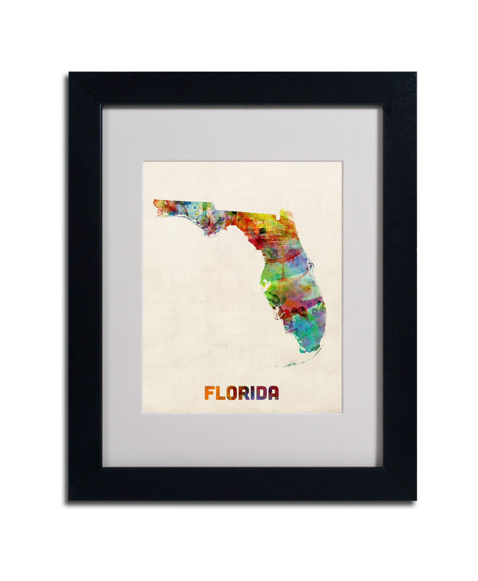 'Florida Map' Matted Framed Canvas Art by Michael Tompsett, 11" x 14 ...
