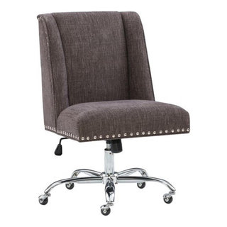 Linon Draper Wood Upholstered Office Chair in Aqua Blue - Transitional ...