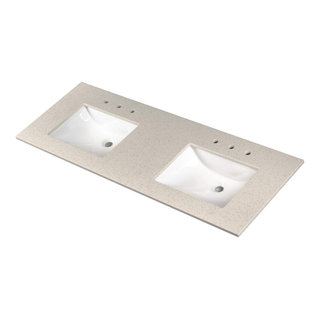 MSI VSL-ICE6122DB-2CM Iced White 61" Marble Vanity Top - Contemporary ...