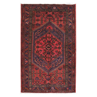 Consigned, Persian 4 x 7 Area Rug, Hamadan Hand-Knotted Wool Rug, 4' x ...