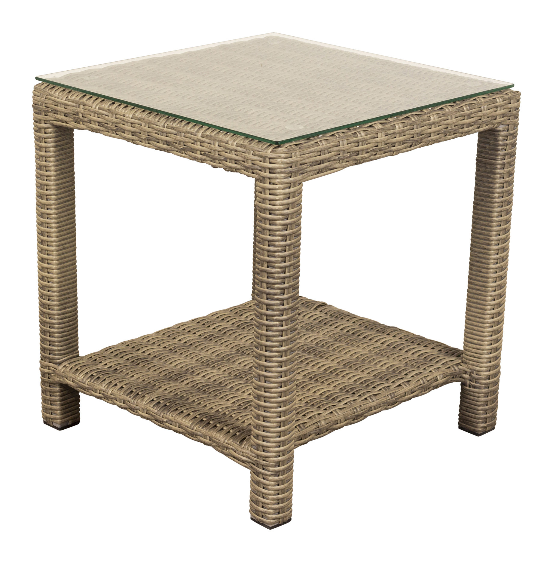 Courtyard Casual Capri Regular Glass Top End Table - Tropical - Outdoor ...
