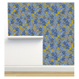 Maude Blue Wallpaper, 24"x72" - Contemporary - Wallpaper - by Limitless ...
