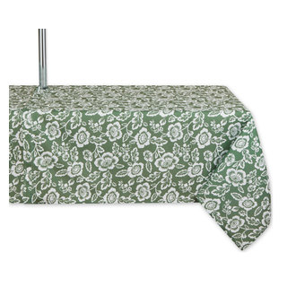 Artichoke Green Floral Print Outdoor Tablecloth 60X84 - Contemporary ...