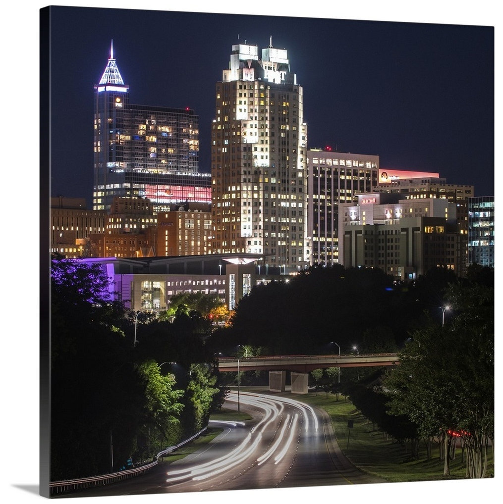 "Raleigh Skyline at Night, North Carolina" Wrapped Canvas Art Print, 12 ...