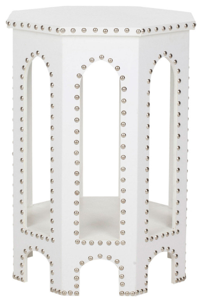Elsa End Table White/Silver Nailheads - Contemporary - Coffee And ...