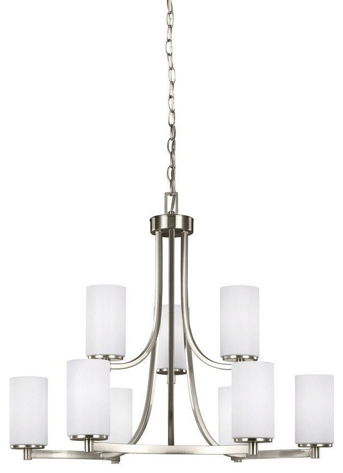 60W Nine Light 2-Tier Chandelier-Brushed Nickel Finish-Incandescent ...