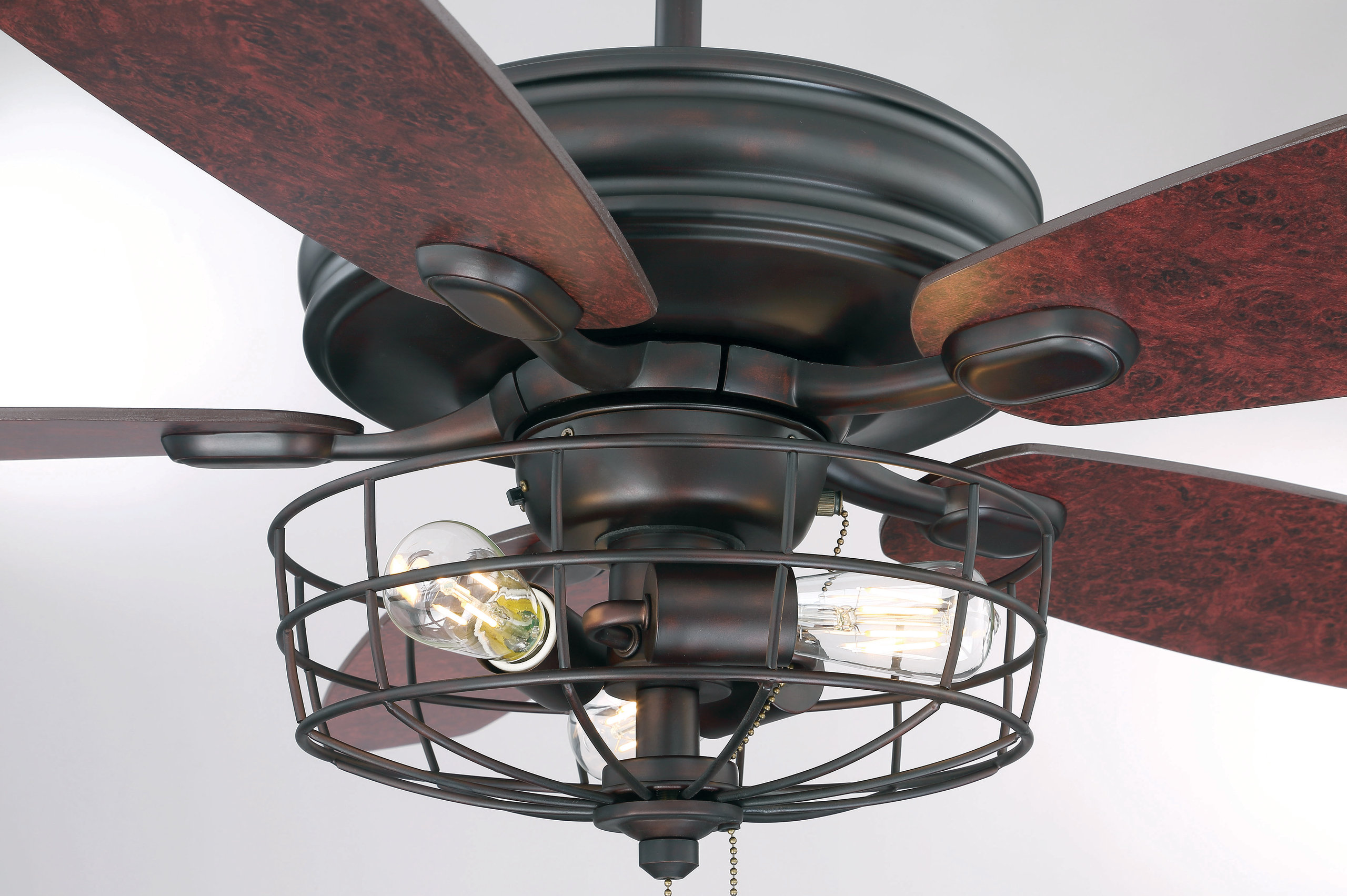 Ceiling Fan With Light, Oil Rubbed Bronze, 52" - Industrial - Ceiling ...