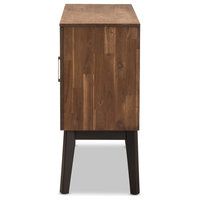 Baxton Studio Selena Mid-Century Modern Brown Wood 3-Door Sideboard ...