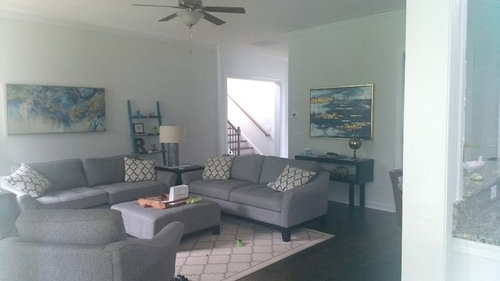 Floating couch... what to put behind it?