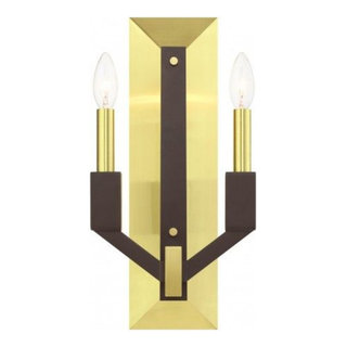 2 Light Mid-Century Modern Steel ADA Wall Sconce Contrasting Finishes ...