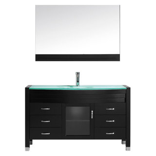 Ava 55" Single Bathroom Vanity Set, Espresso, Brushed Nickel Faucet ...