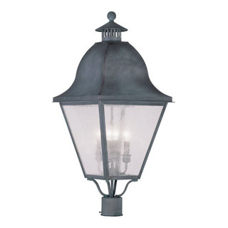4 Light Outdoor Post Top Lantern in Farmhouse Style - 13.5 Inches wide ...