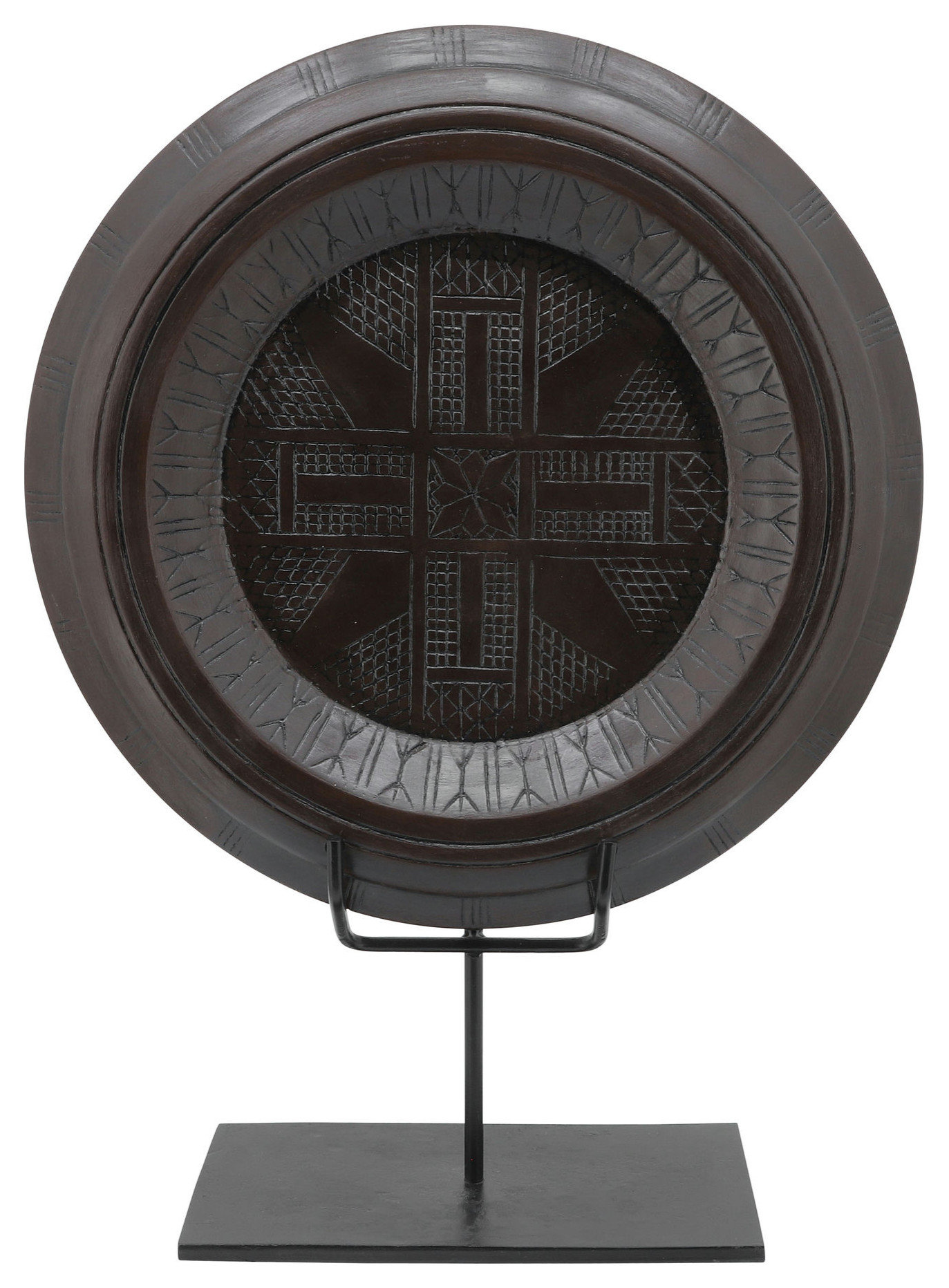 Wood, 24" Aztec Table Accent, Brown - Contemporary - Decorative Objects ...