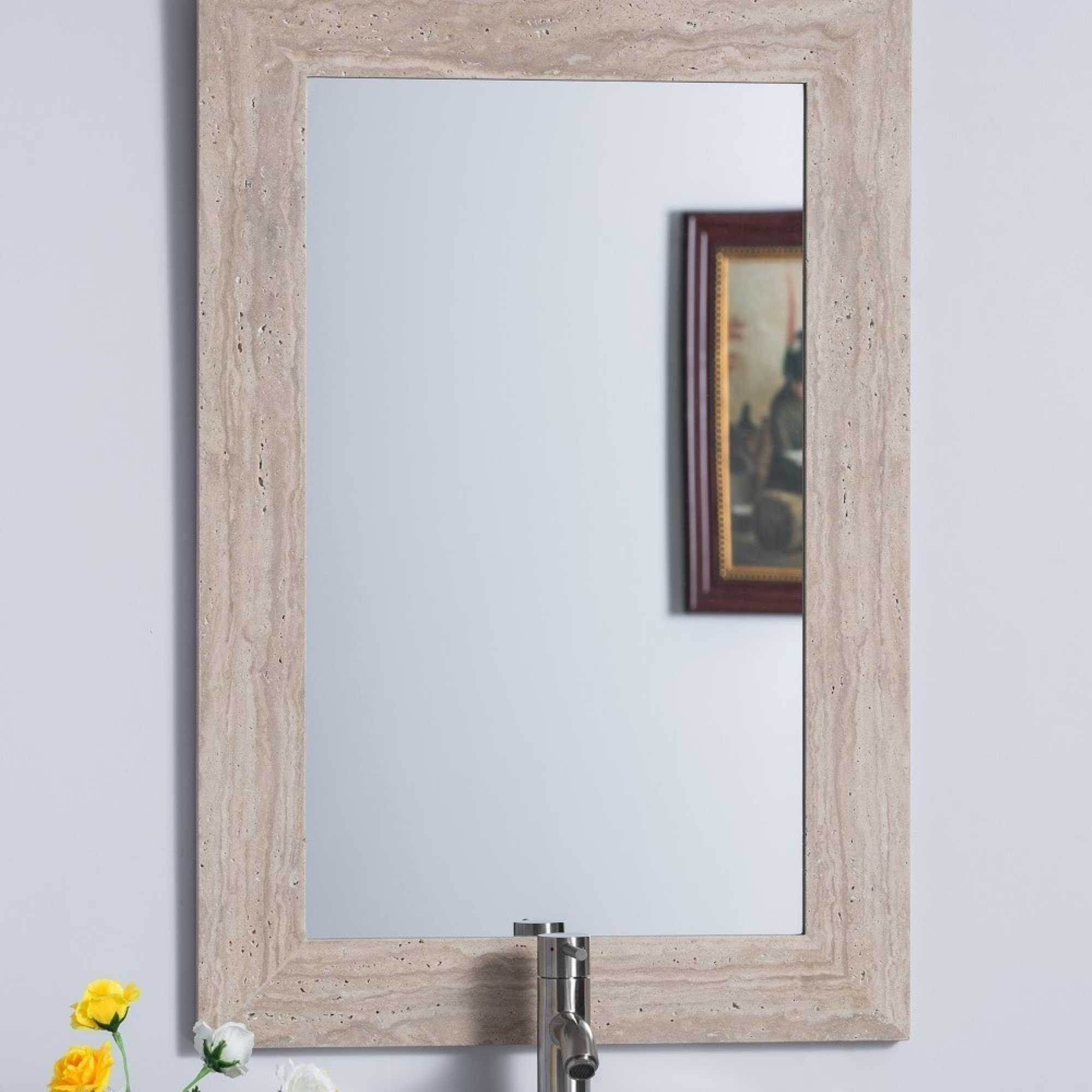 Travertine Stone Frame Mirror - Transitional - Bathroom Mirrors - by ...