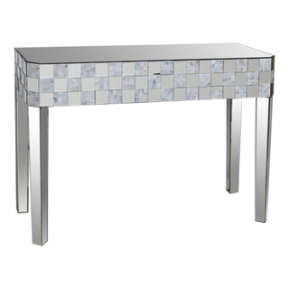 Frosted Chequered Pattern Console Table In Rectangular Shape, Clear ...