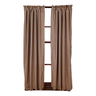 Navy Check Scalloped Curtain Panels, 63" - Rustic - Curtains - by ...