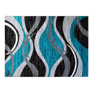 Flash Furniture Wisp 5x7 Ripple Area Rug, Turquoise, OKR-RG1109-57-TQ ...
