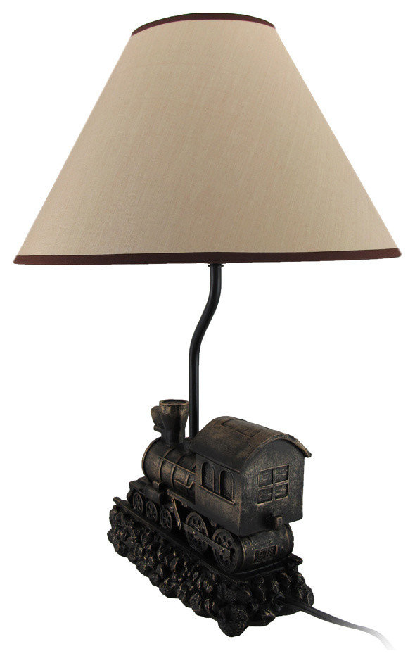 Light in the Tunnel Steam Train Engine Table Lamp with Shade, Medium ...