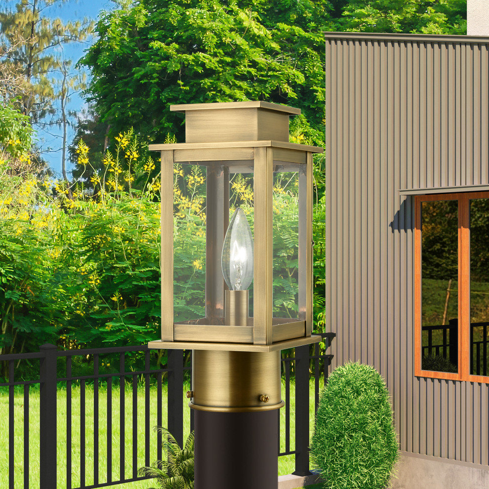 Princeton 1 Light Antique Brass Outdoor Mini Post Top Lantern ...