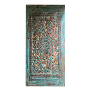 Consigned Vintage Carved Wood Sliding Barn Door Farmhouse Style ...