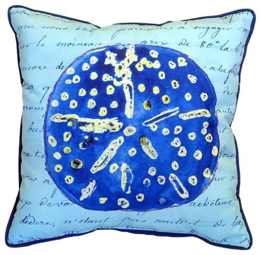 Blue Sand Dollar Large Indoor/Outdoor Pillow 18x18, 18 inches x 18 ...
