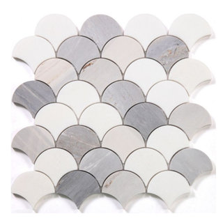 Dragon Scale Marble Blue 12 x 12 - Traditional - Mosaic Tile - by Fancy ...