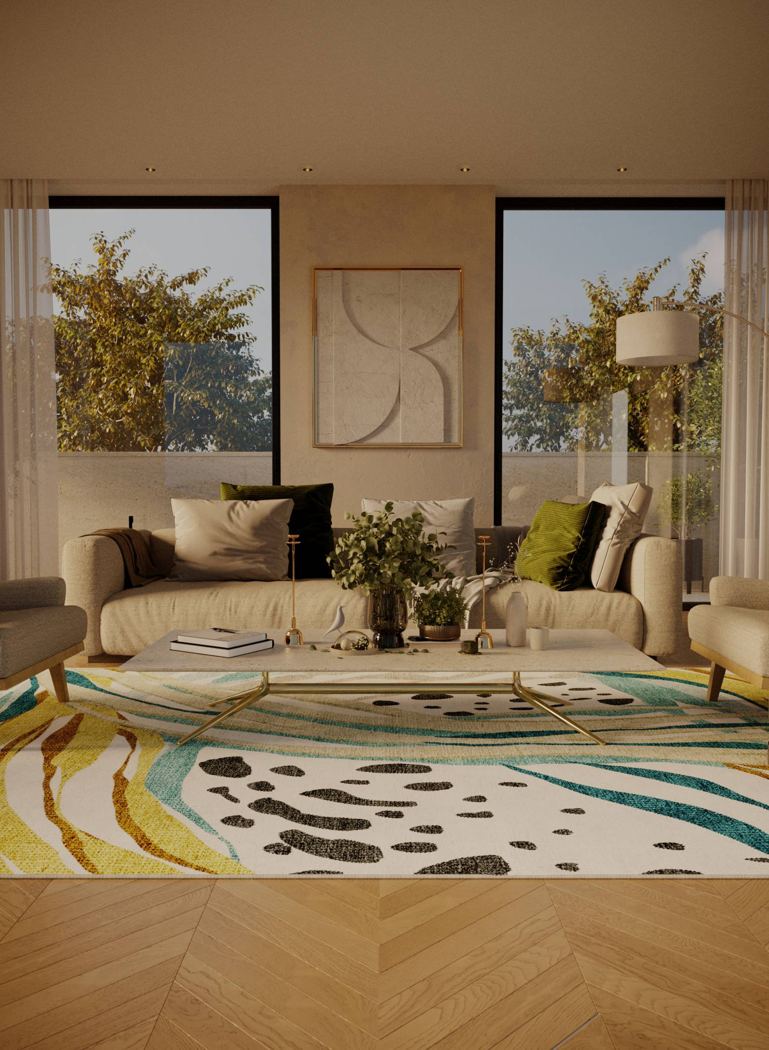 Washable Kelpie Sunken Treasure Area Rug, Round 5' - Contemporary ...