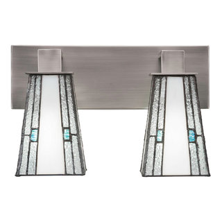 Apollo 2-Light Bath Bar, Graphite/Sky Ice Art, 5" - Craftsman ...