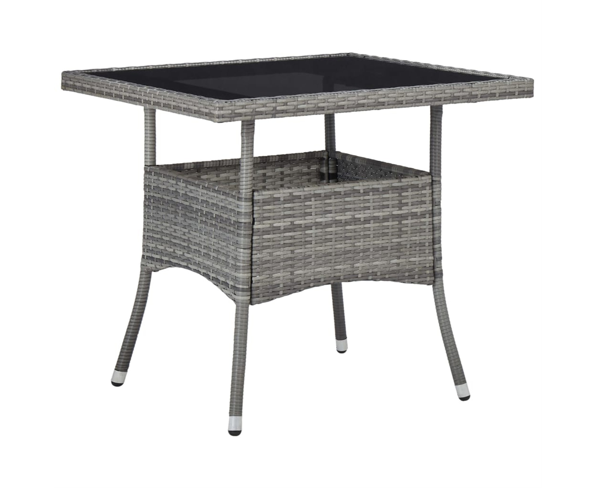 Vidaxl Outdoor Dining Table Gray Poly Rattan and Glass - Tropical ...