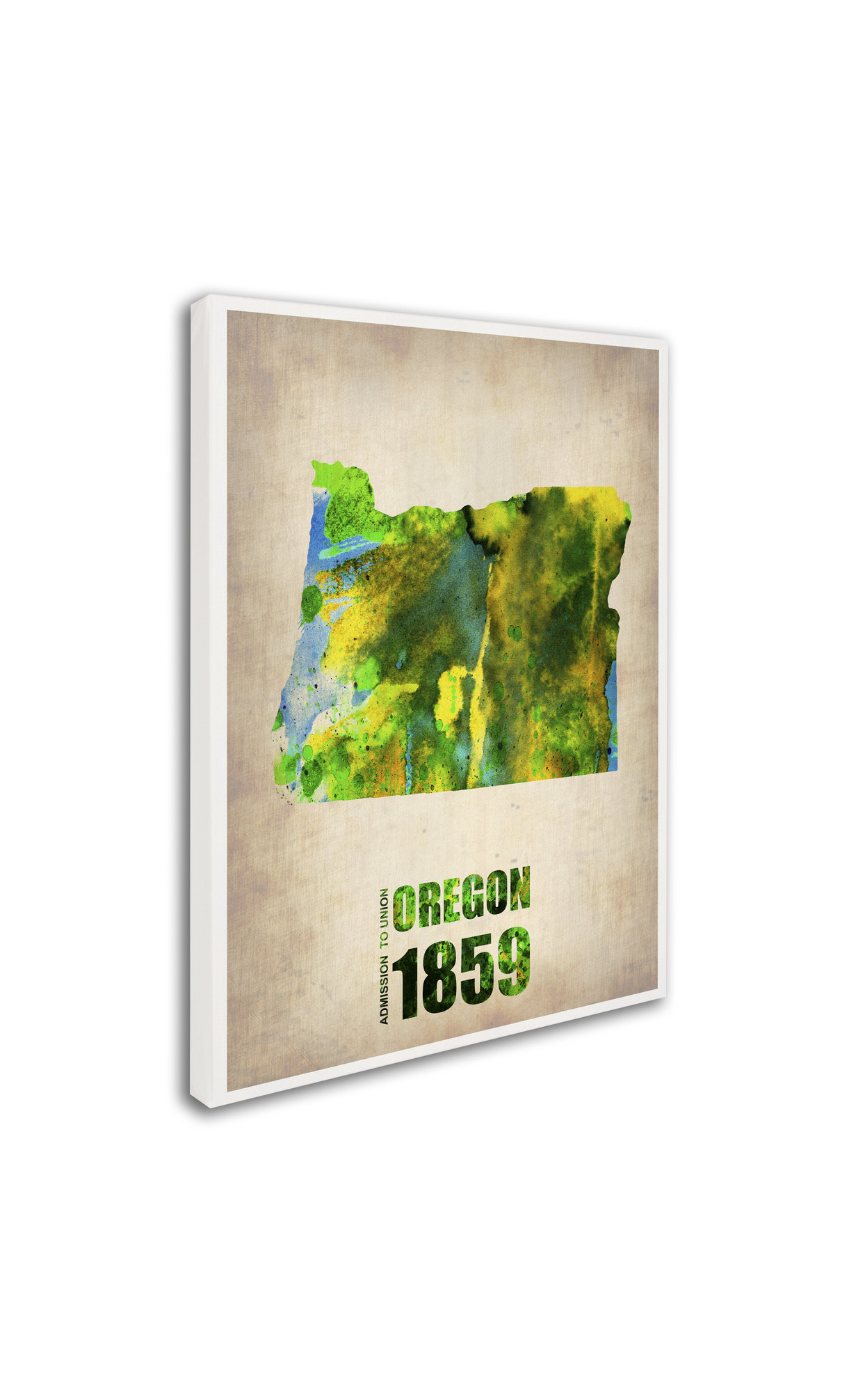 'Oregon Watercolor Map' Canvas Art by Naxart, 14" x 19" - Contemporary ...