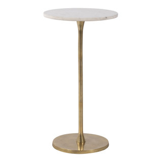 Metal, 24"H Round Drink Table, Gold/White, 12.5x12.5x24" - Contemporary ...